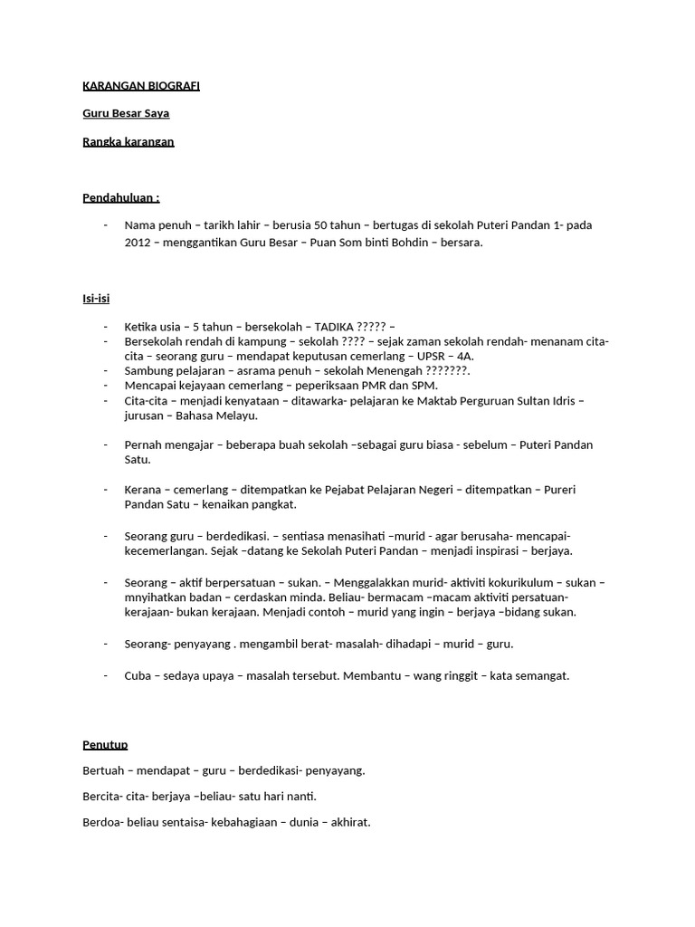 Karangan Biografi Guru Saya Pdf