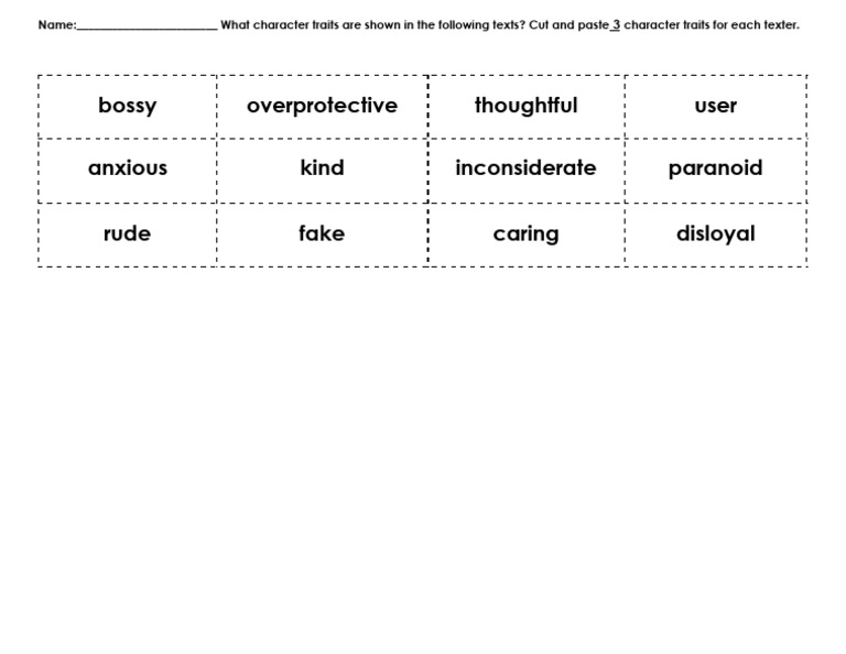 Character Traits Texts | PDF