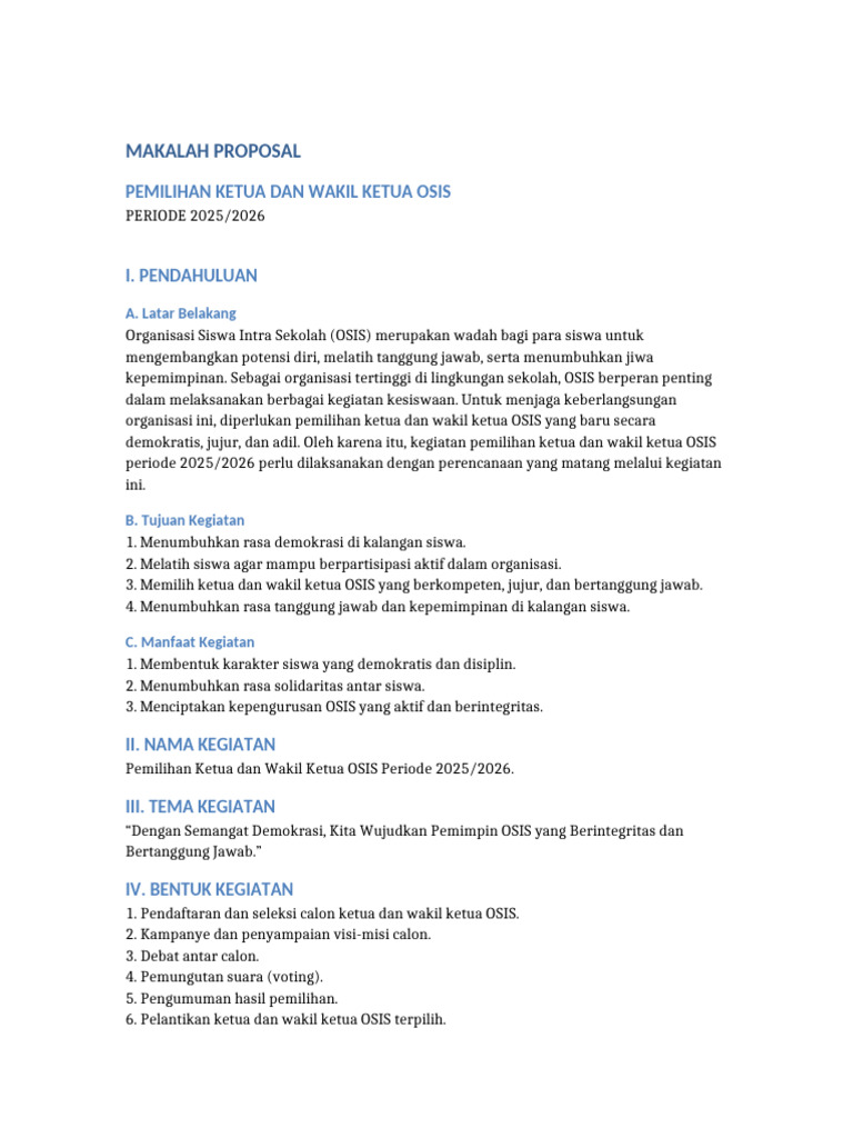 Proposal Pemilihan Ketua OSIS 2025-2026 | PDF