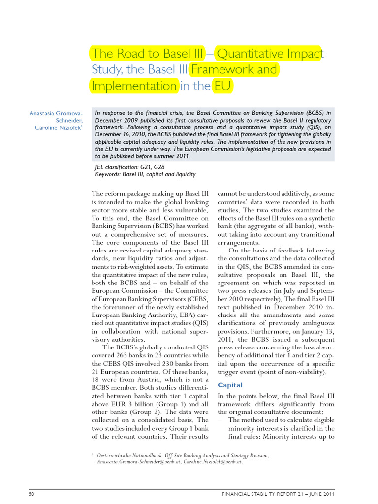 Basel III Framework and Impact Study | PDF | Basel Iii | Capital ...