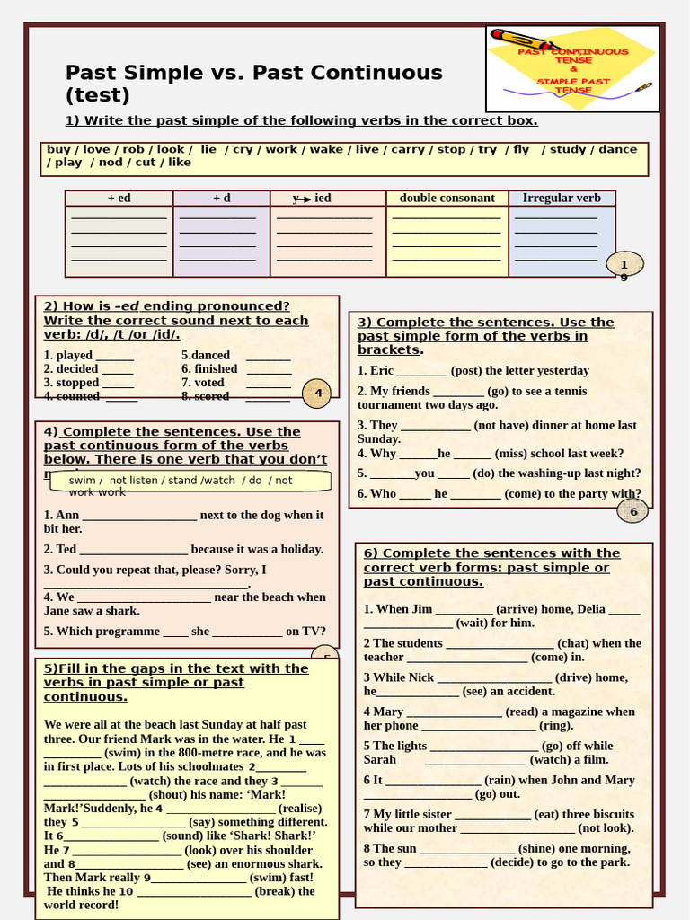 Past Simple vs. Past Continuous Test | PDF | Linguistics
