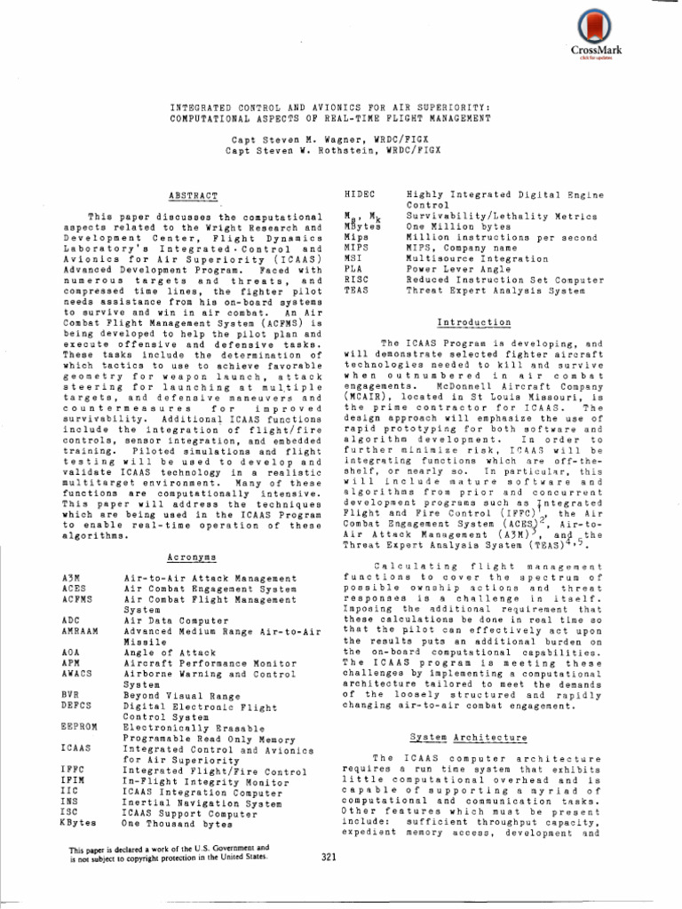 Integrated Control and Avionics For Air Superiority - Computational ...