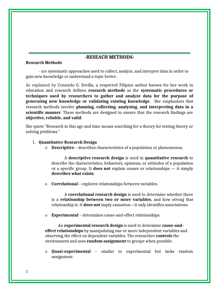 Research Designs and Procedure | PDF | Sampling (Statistics) | Validity ...