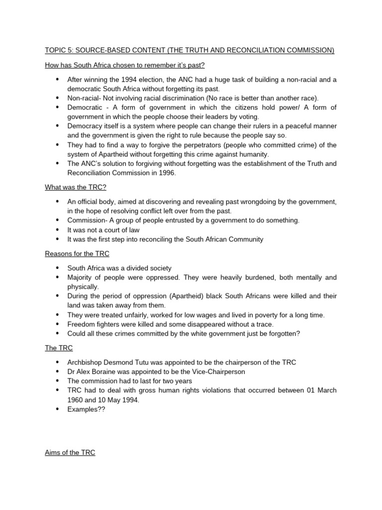 The Truth and Reconciliation Commission | PDF | Crimes | Crime & Violence