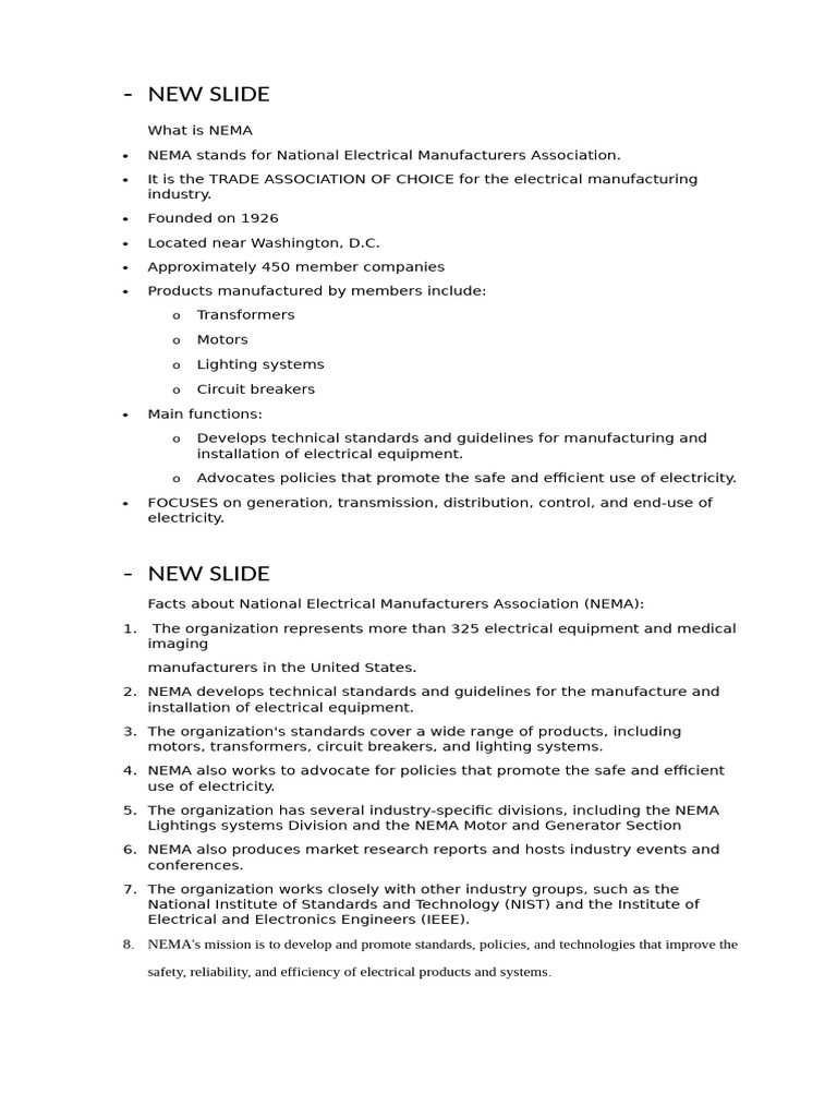 PPT NEMA From Report | PDF | Electrical Engineering | Electricity