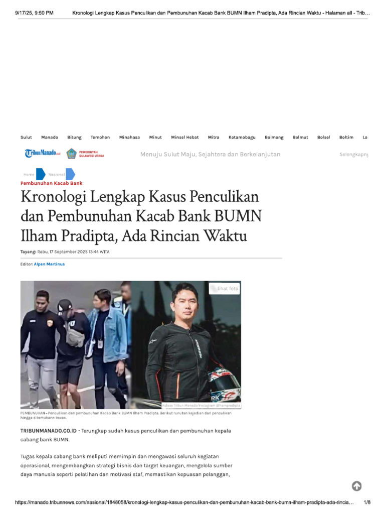 Kasus Pembunuhan KACAB Bank - BUMN1 | PDF