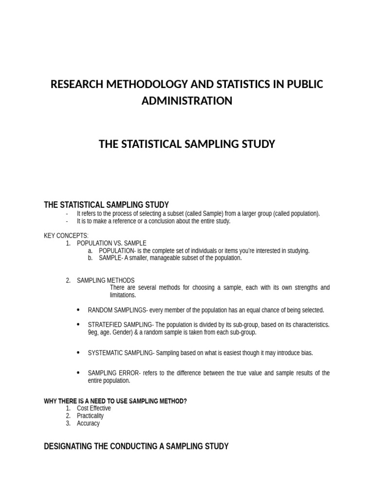 Research Methodology and Statistics | PDF | Sampling (Statistics ...