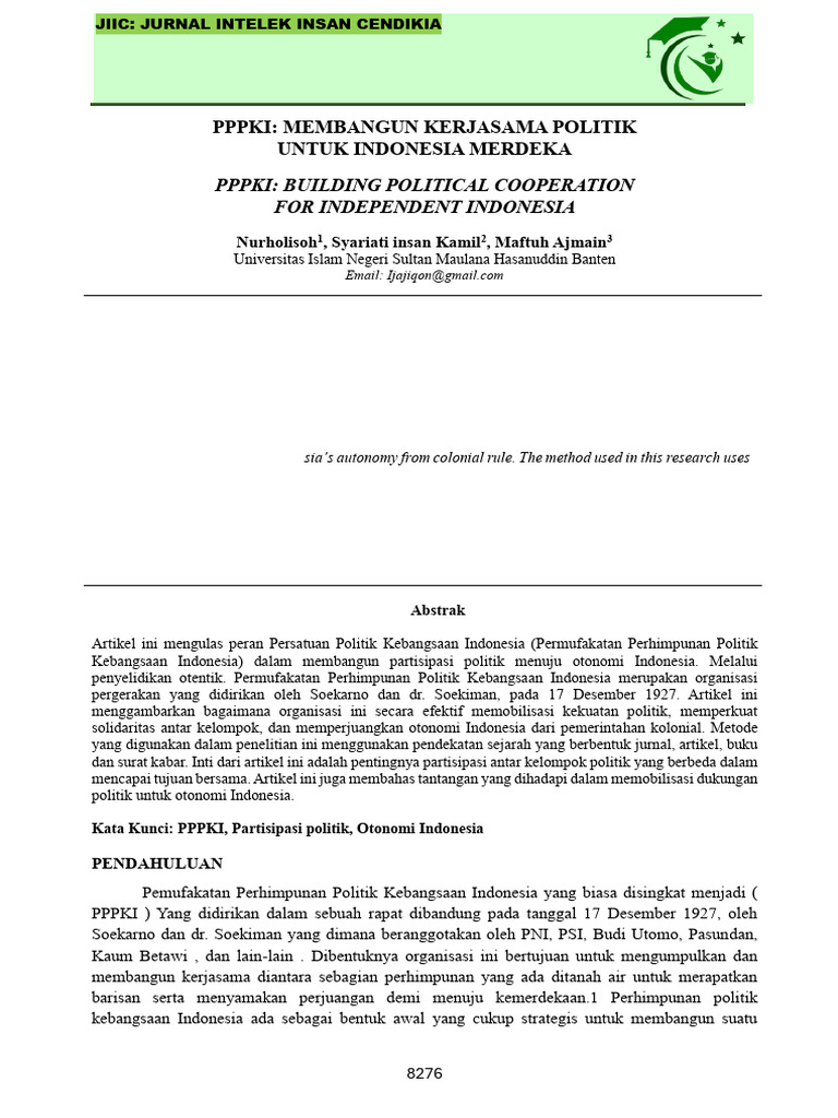 PPPKI dan Perjuangan Otonomi Indonesia | PDF