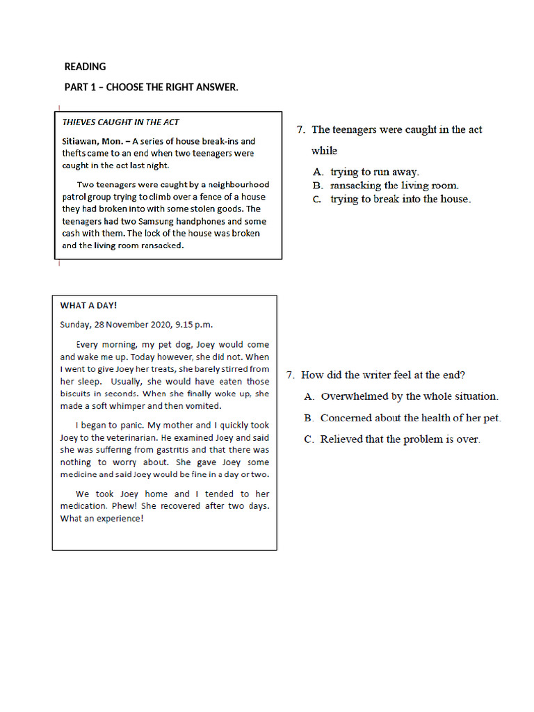 Reading Paper SPM Trial | PDF