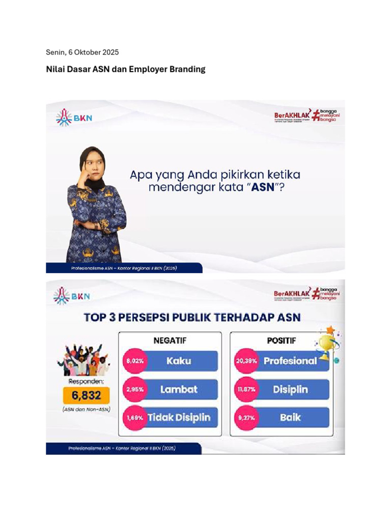 Nilai Dasar Asn Dan Employer Branding | PDF