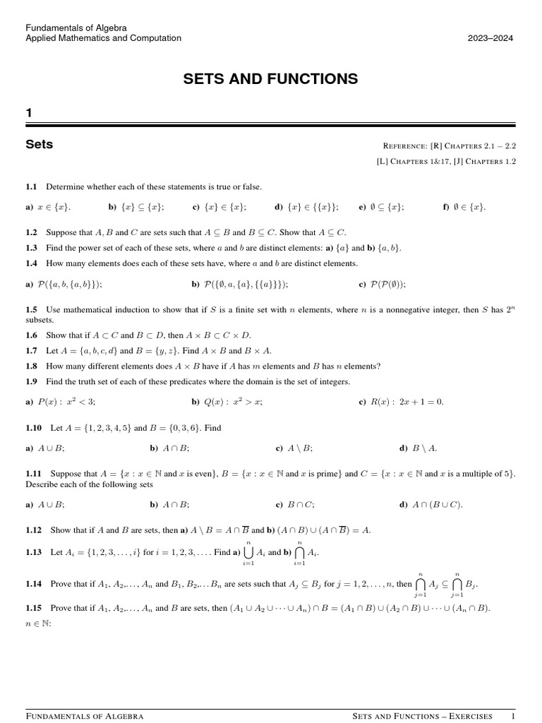 Set 2. Sets and Functions | PDF | Set (Mathematics) | Function (Mathematics)