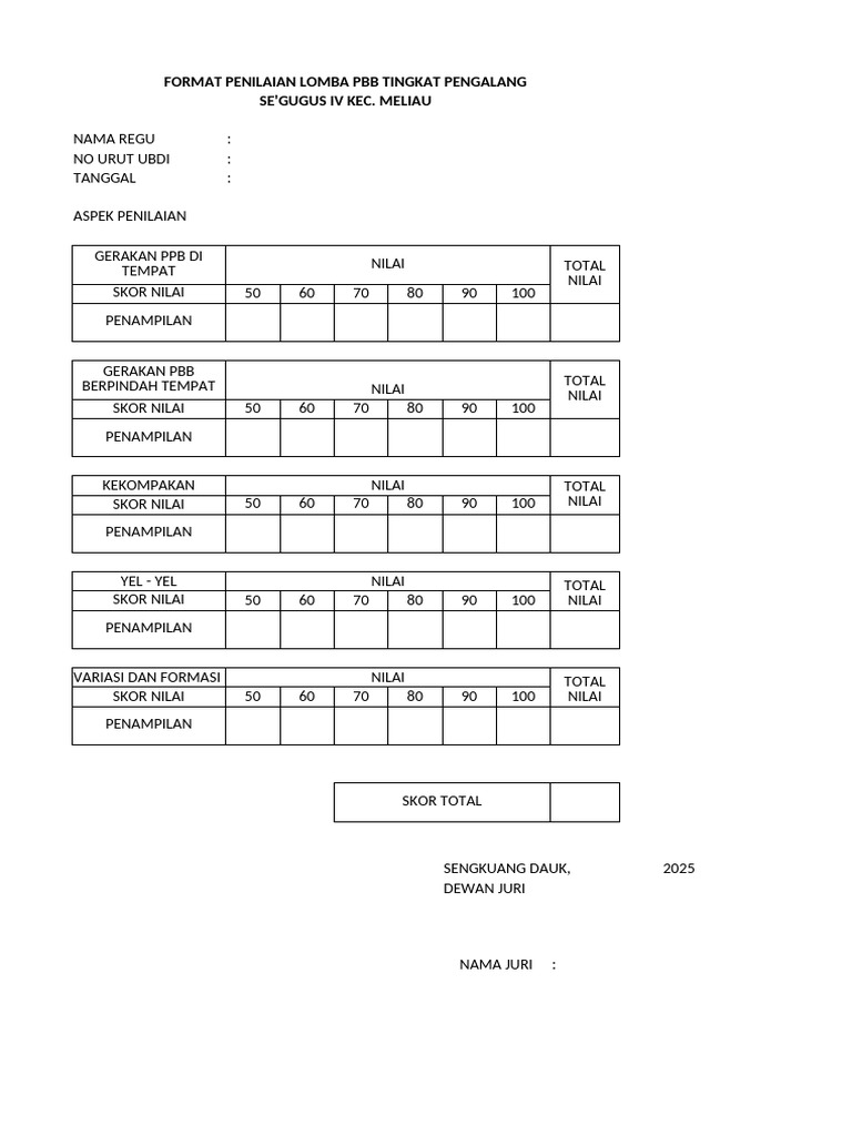 Format Penilaian PBB | PDF