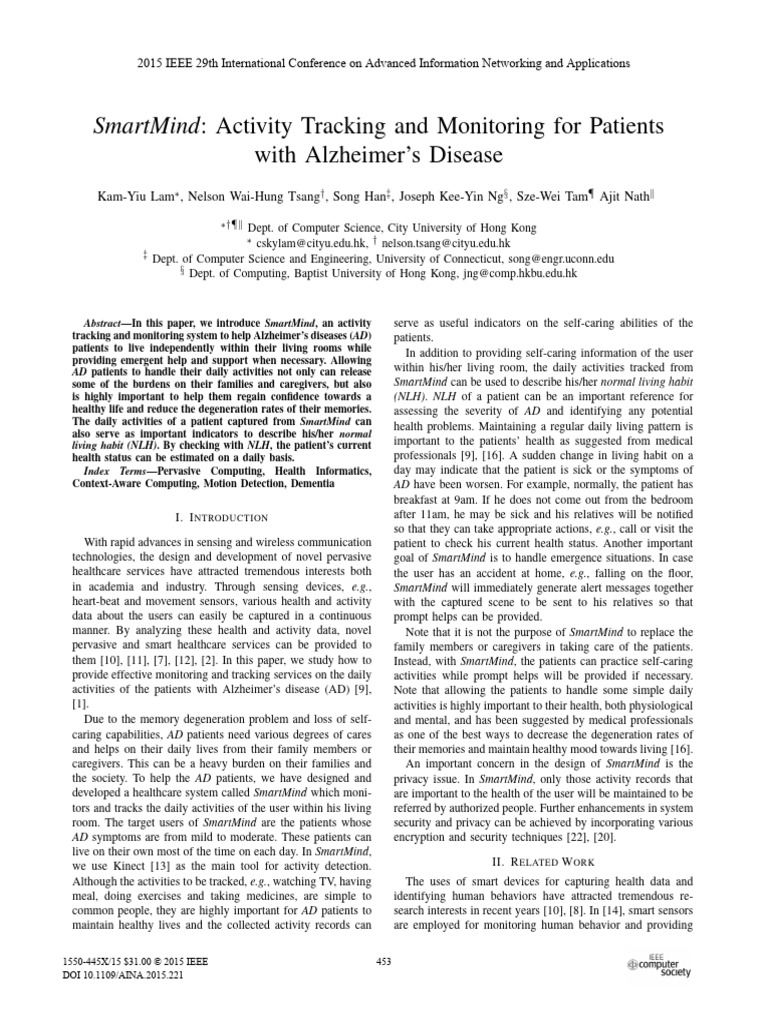 SmartMind: Alzheimer’s Activity Monitoring | PDF | Dementia | Alzheimer ...
