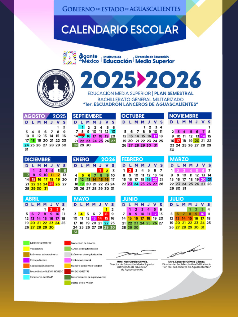 Calendario Escolar 2025 2026 BGMP | PDF