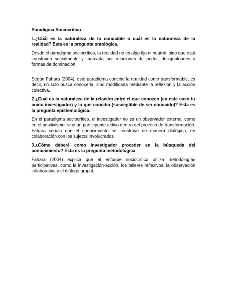 Paradigma Sociocrítico: Ontología y Metodología | PDF