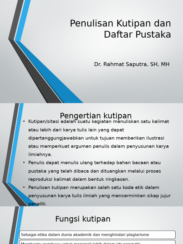 Penulisan Kutipan Dan Daftar Pustaka | PDF
