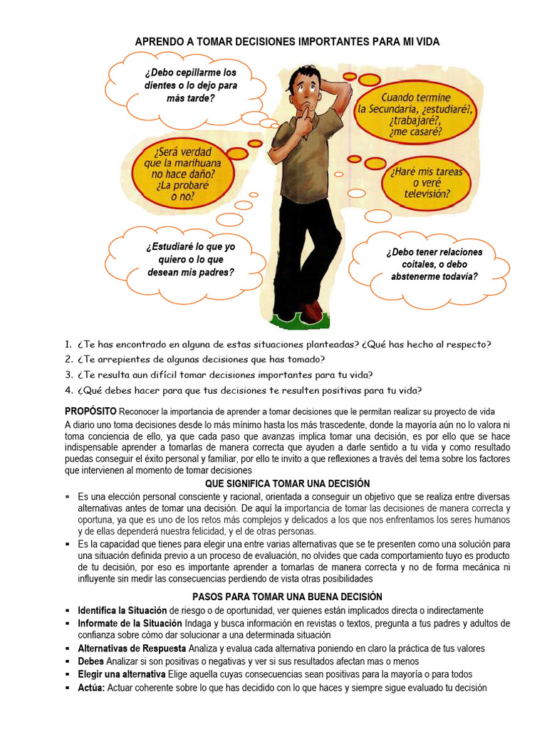 Cómo Tomar Decisiones Importantes | PDF | Toma de decisiones | Sicología