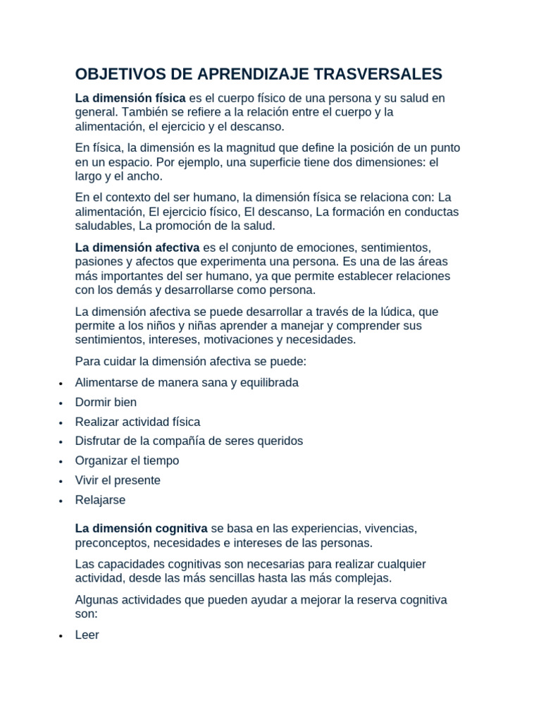 Objetivos de Aprendizaje Transversales (OAT) | PDF | Moralidad ...
