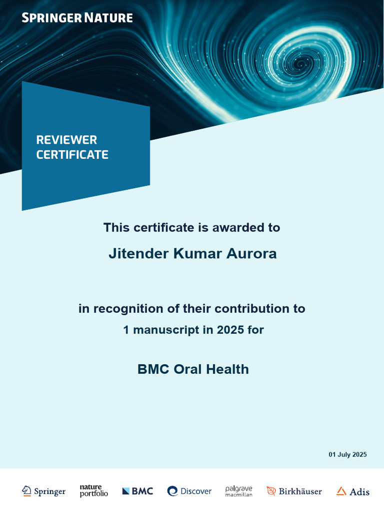 Reviewer Certificate 01 July 2025 | PDF