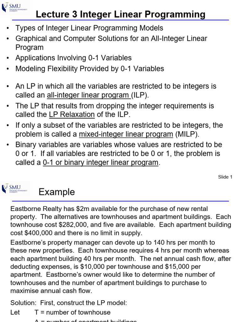 Integer Linear Programming Overview | PDF | Theoretical Computer ...
