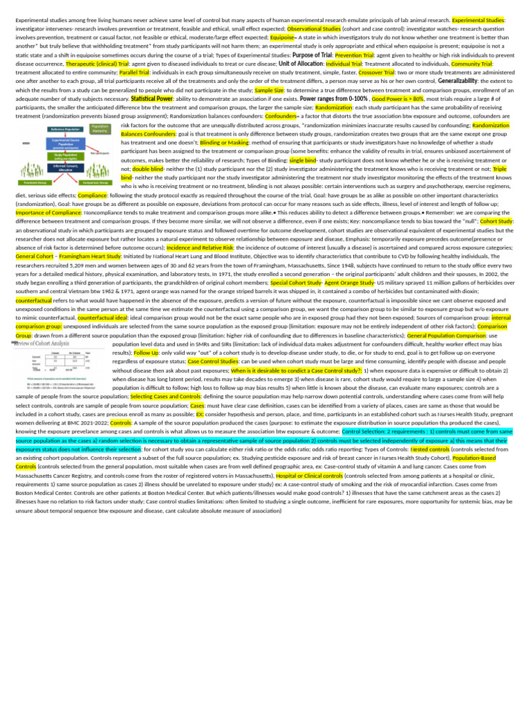 SPH 102 Final Cheat Sheet | PDF | Cohort Study | Confounding