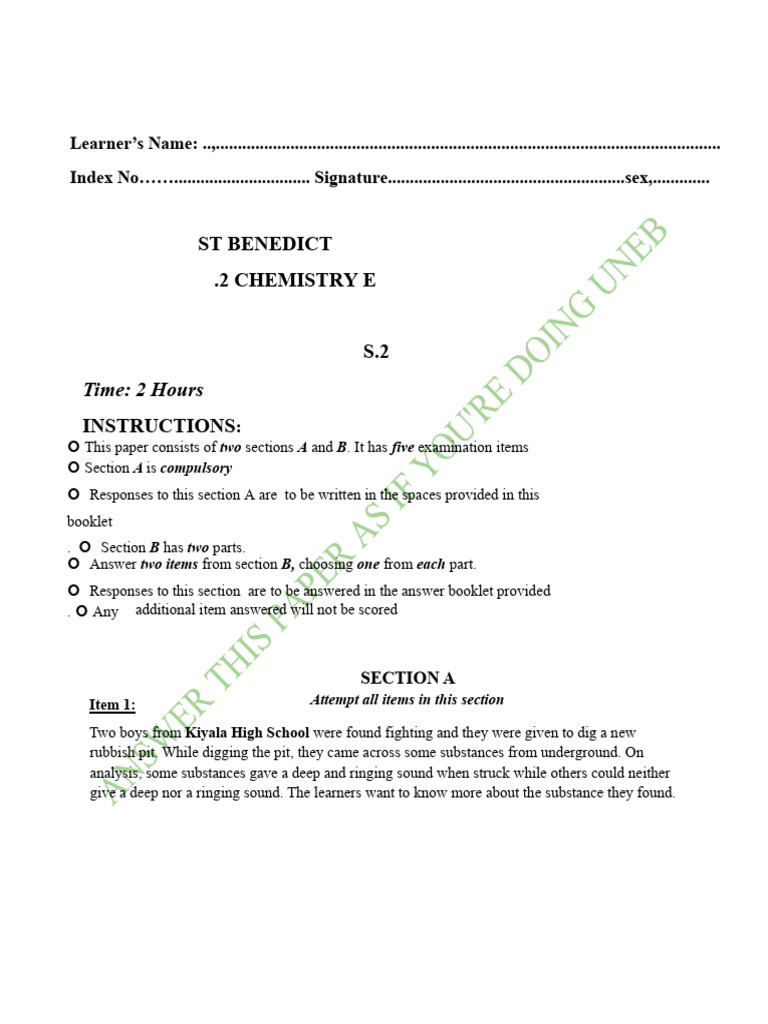 S2 Chemistry Exam 2025 Overview | PDF | Pollution | Environmental Science