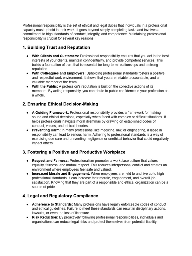 Importance of Maintaining Professional Responsibil... | PDF ...