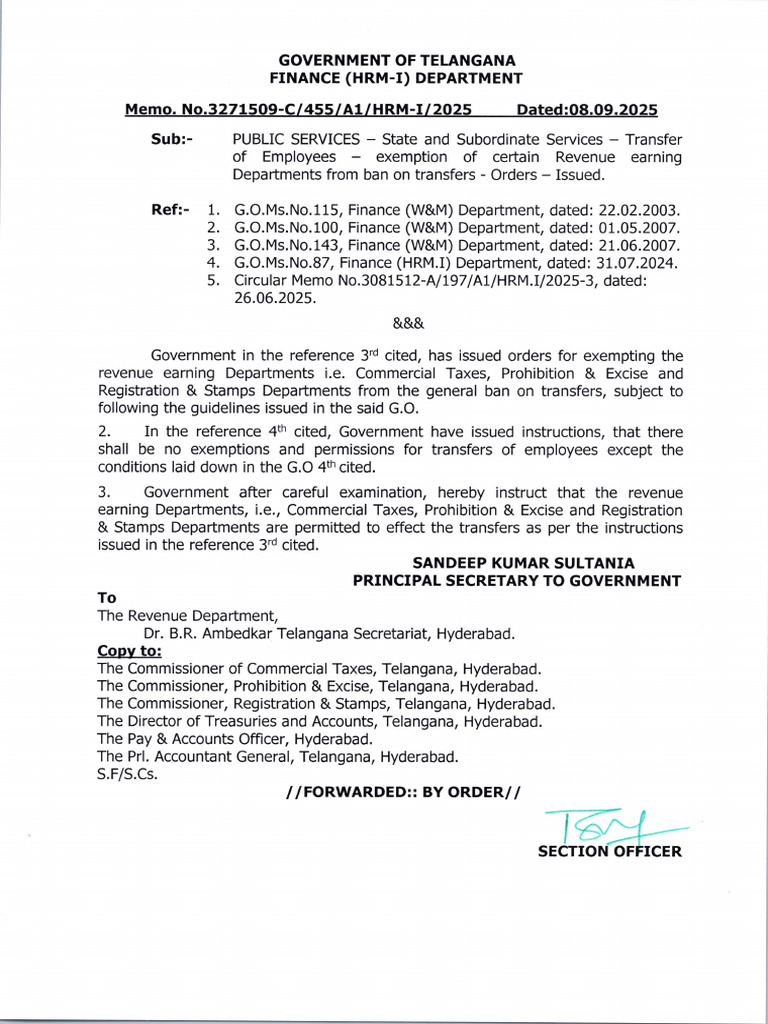 Memo - Exemption of Certain Revenue Earning Departments From Ban On ...