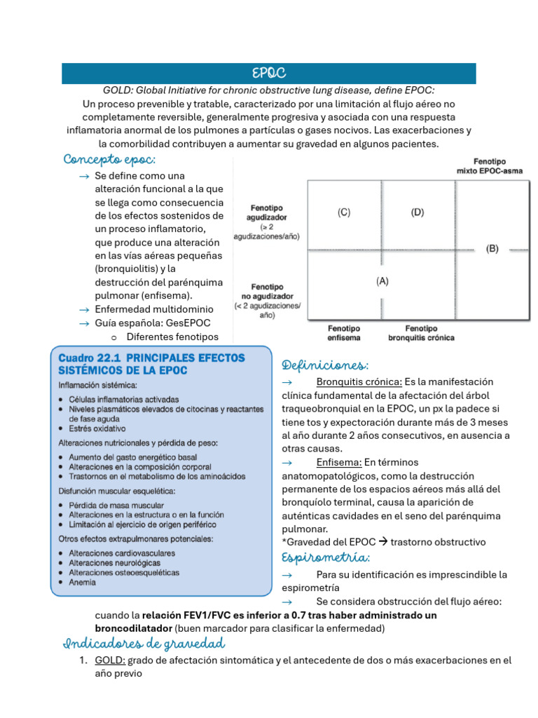 Definición y Gravedad de la EPOC | PDF | Enfermedad pulmonar ...
