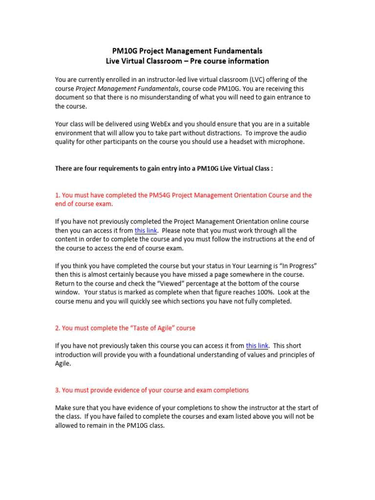 PM10G Project Management Course Requirements | PDF | Educational ...