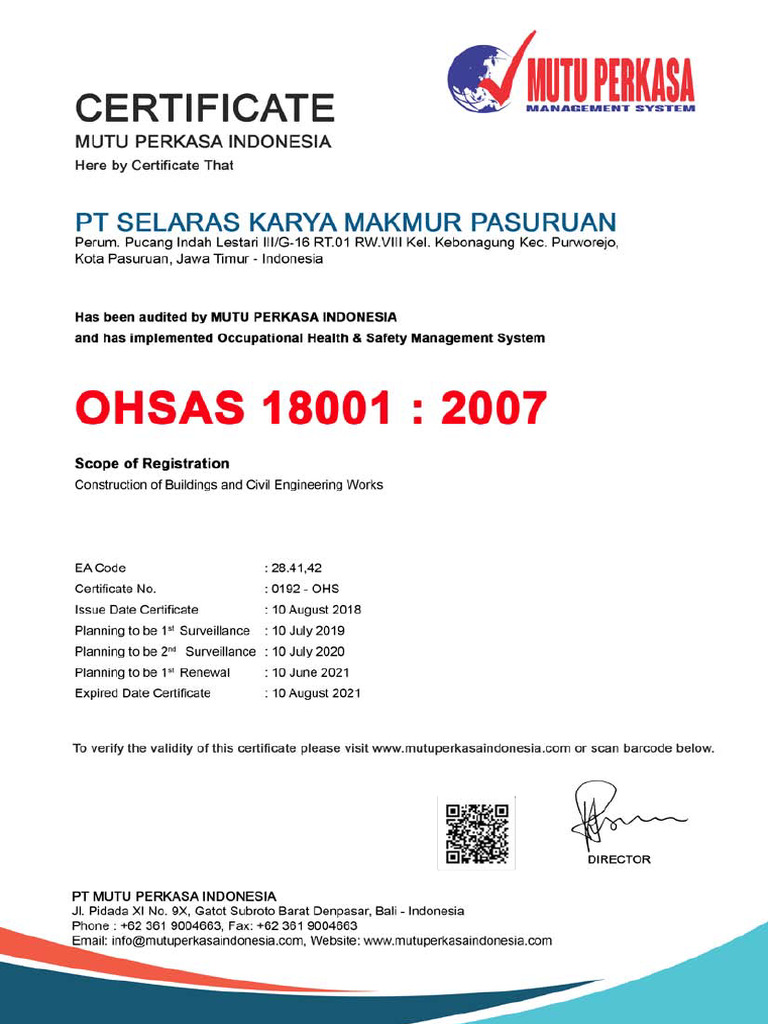 Certificate 18001 | PDF