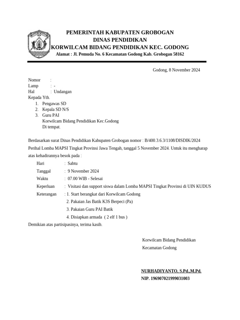 Undangan Lomba MAPSI Provinsi Jateng | PDF