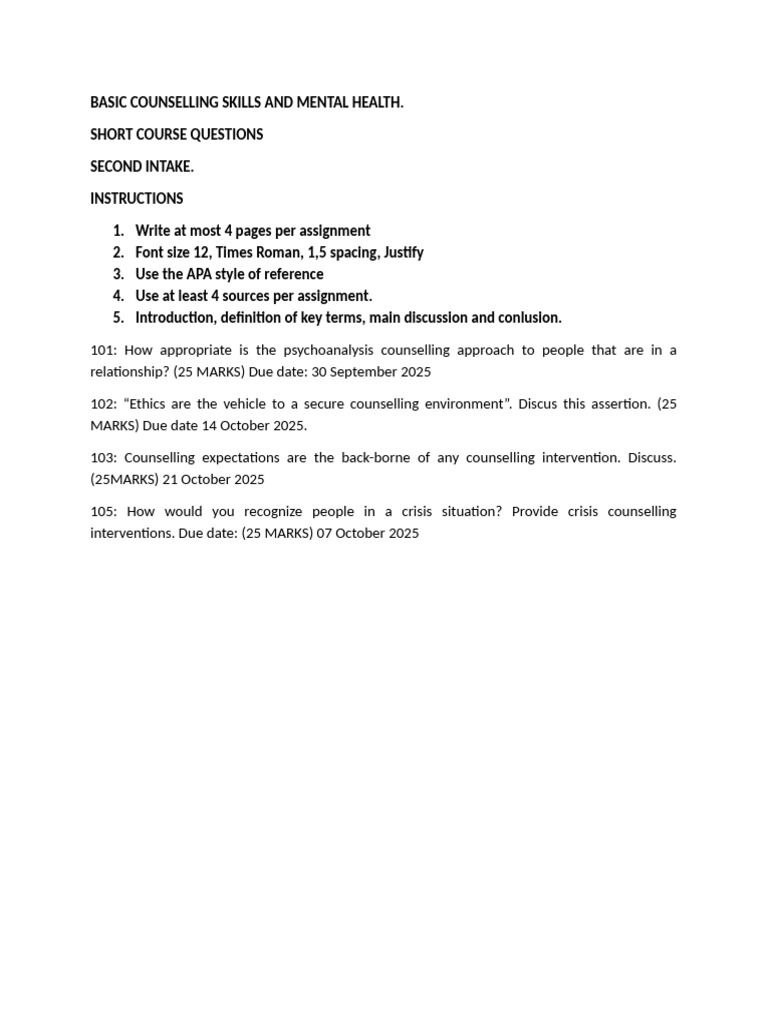 Basic Counselling Skills Course Guide | PDF