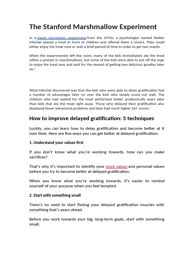 Delayed Gratification Techniques | PDF | Delayed Gratification | Social ...