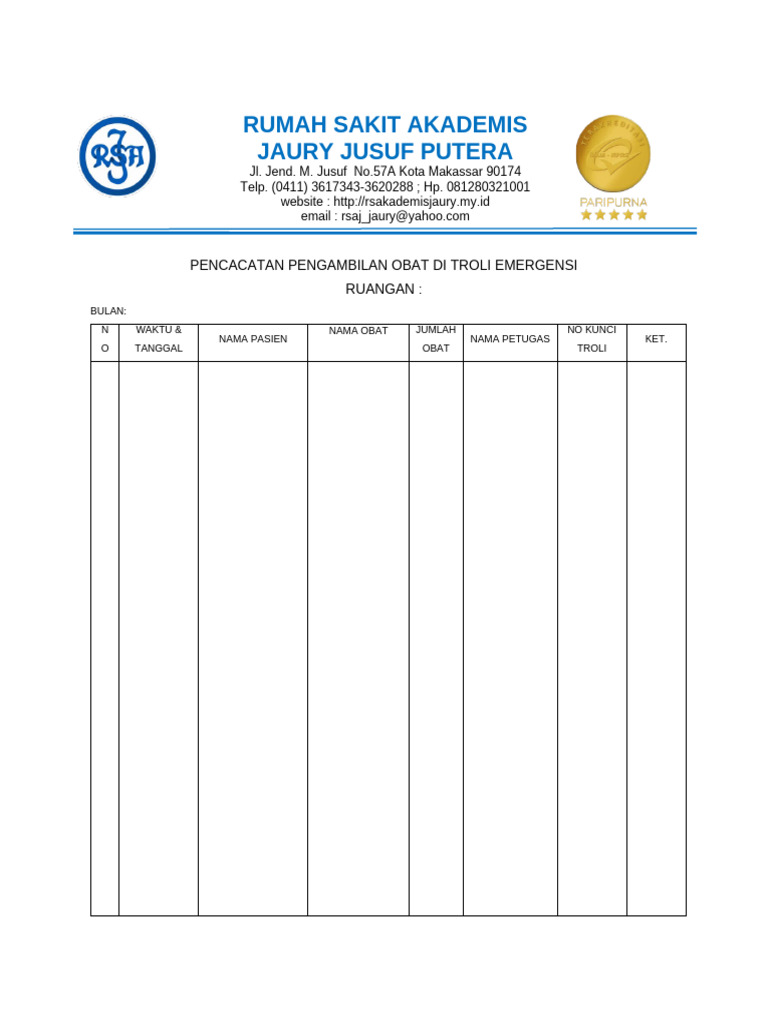 Form Pencatatan Pengambilan Obat Troli | PDF