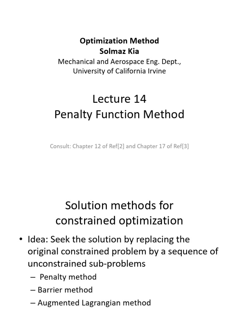 Quadratic Penalty Method for Optimization | PDF | Errors And Residuals ...