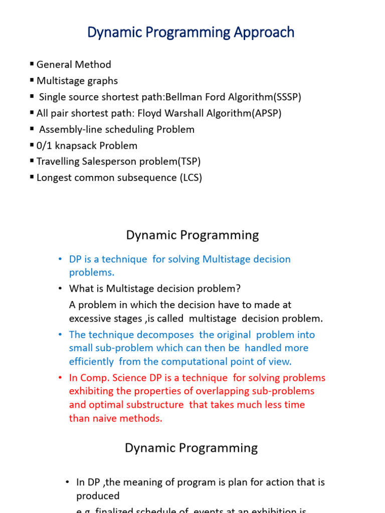 Module 4 (Dynamic Programming Approach) | PDF | Dynamic Programming ...