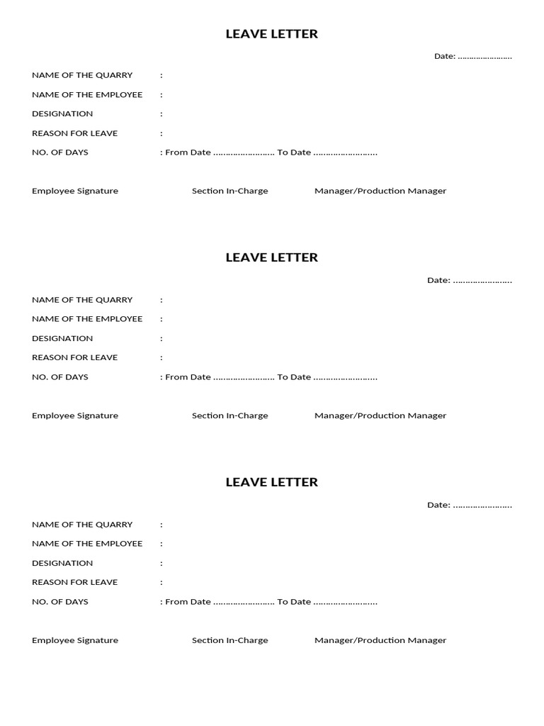 Leave Letter | PDF