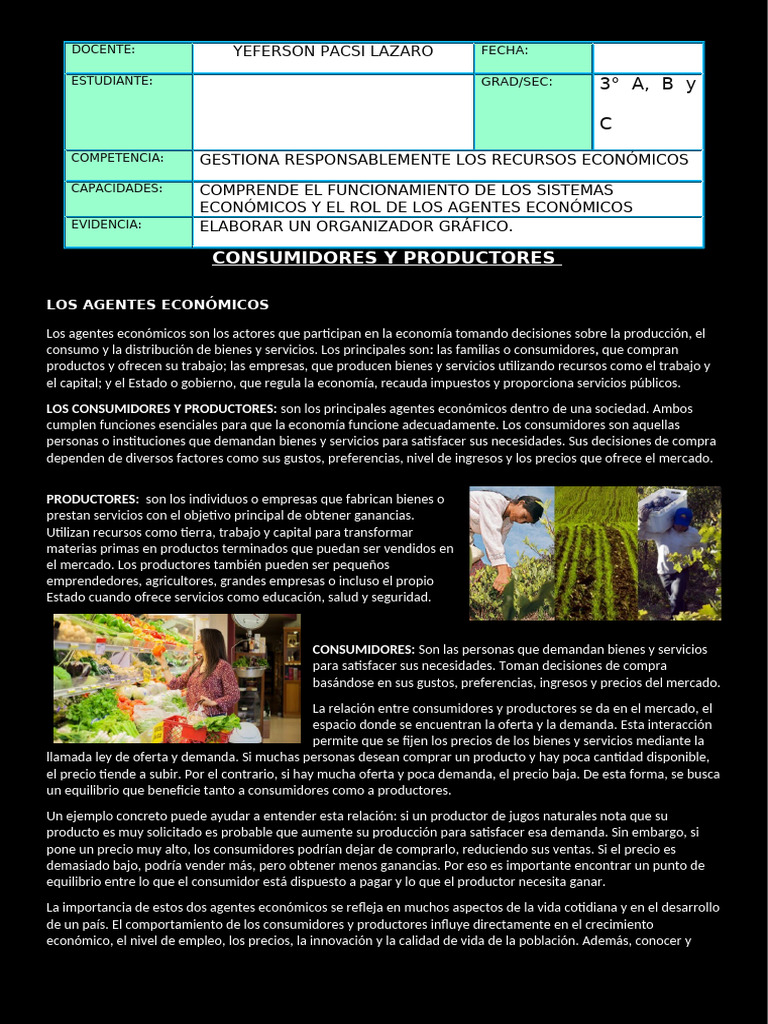 Agentes económicos: consumidores y productores | PDF | Los consumidores ...