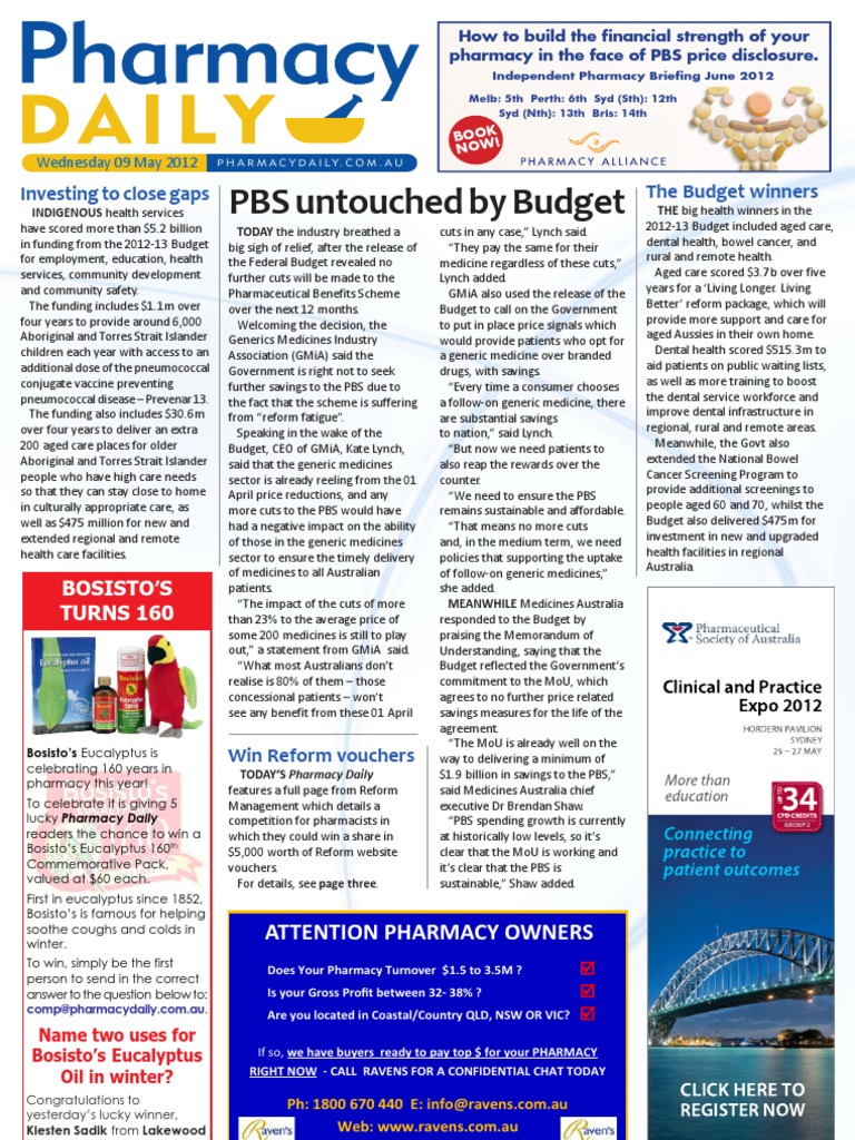Pharmacy Daily For Wed 09 May 2012 - Budgetary Wins, Investing To Close ...