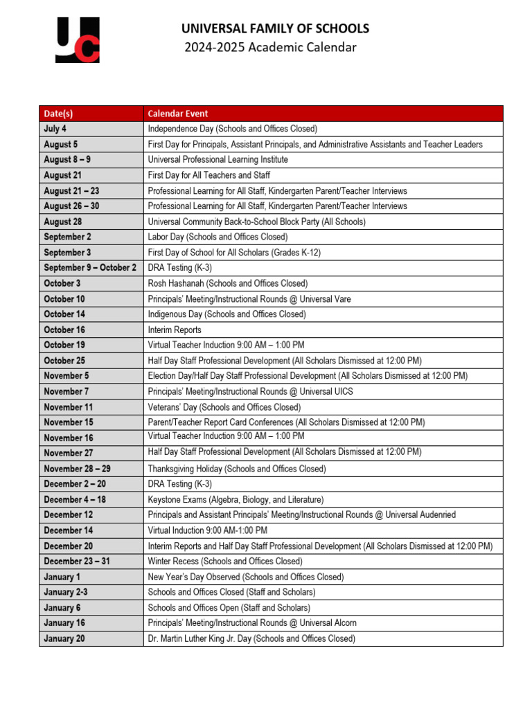 2024 2025 Academic Calendar | PDF | Schools