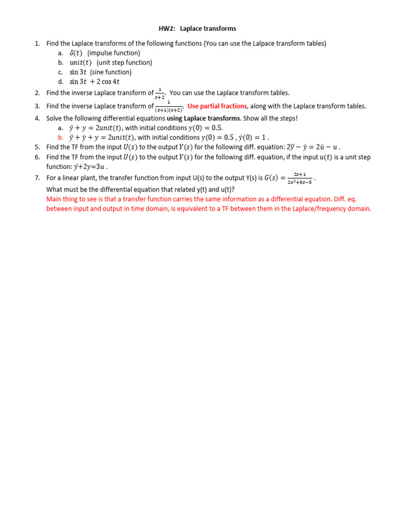 Laplace Transforms and Differential Equations | PDF