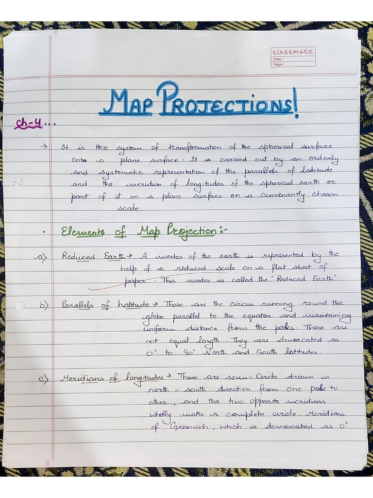 Ch-4 Map Projection Geography Practical File Class 11 | PDF ...
