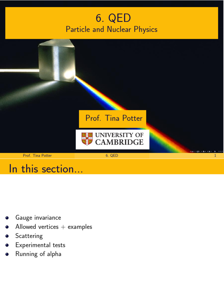Lecture 06 QED | PDF | Field (Physics) | Gauge Theory