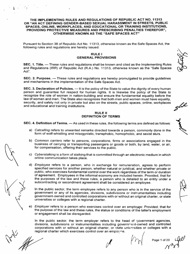 Implementing Rules of RA 11313 | PDF | Sexual Harassment | Heterosexuality