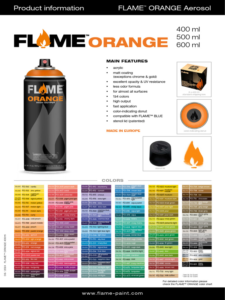 FLAME™ Orange Color Chart Overview | PDF | Color