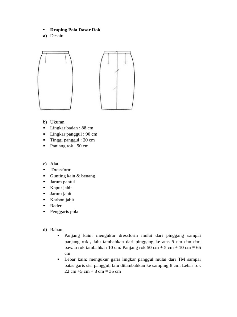 Panduan Draping Pola Dasar Rok | PDF