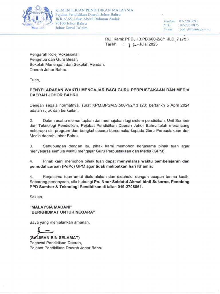 Penyelarasan Semula Jadual Waktu GPM | PDF
