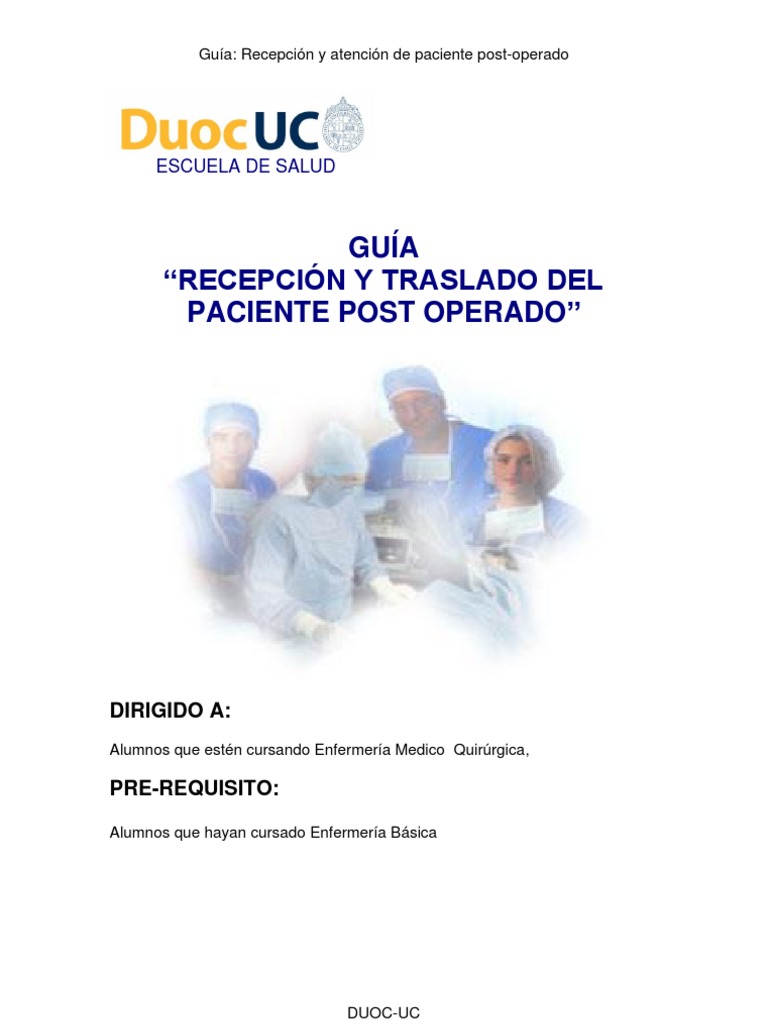Guía completa para la recepción y atención del paciente post-operatorio ...