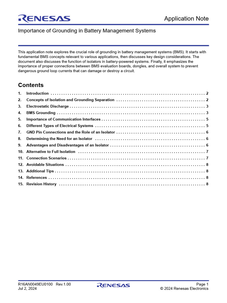 Grounding in Battery Management Systems | PDF | Electrostatic Discharge ...